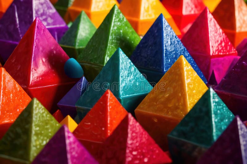 Abstract Raised 3d Triangle Pyramid Pattern in Rainbow Colorful Colors ...