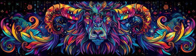 Abstract Ram with Swirling Colors and Patterns Stock Illustration ...