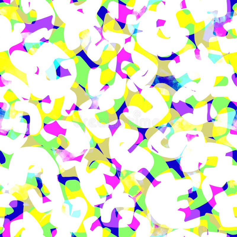 Abstract Random Mixed Geometric Shapes Seamless Pattern in Vivid Shades ...