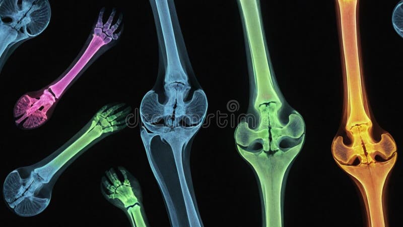 An Abstract X-ray Scan with Bright Colors Highlighting Various Bones ...