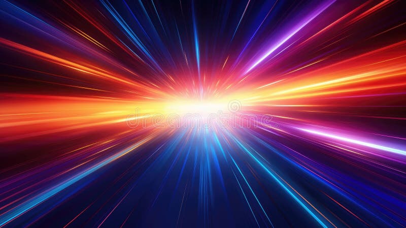 Abstract Rays of Light on a Dark Background, Computer Generated Images ...