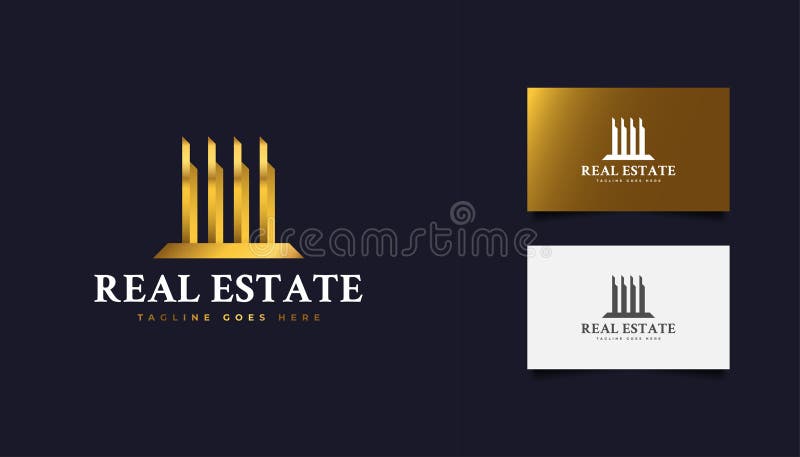 Abstract Real Estate Logo Design in Gold Gradient Stock Vector ...