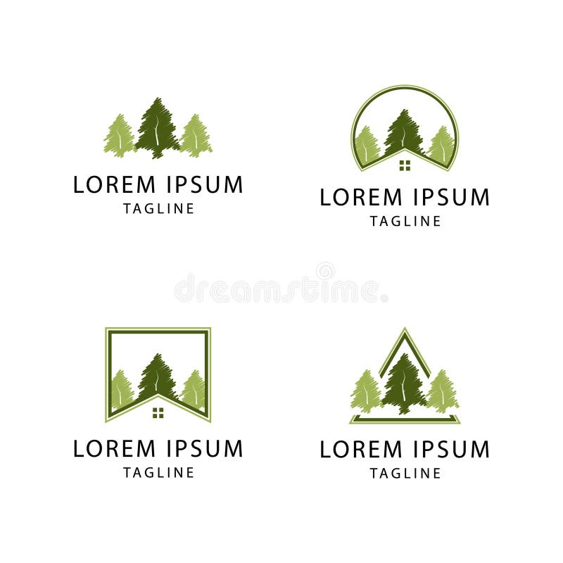 Abstract Real Estate Tree Logo Pack Stock Illustration - Illustration ...