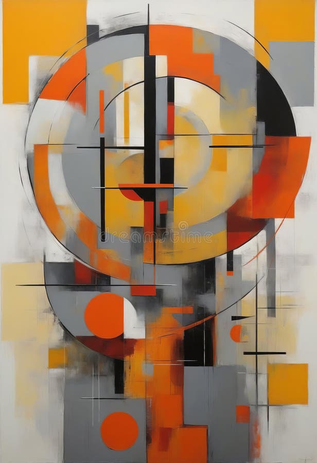 Abstract Realism Painting in Orange and Grey Stock Illustration ...