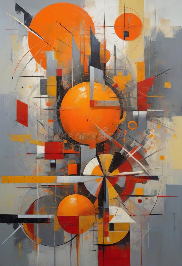 Abstract Realism Painting in Orange and Grey Stock Illustration ...