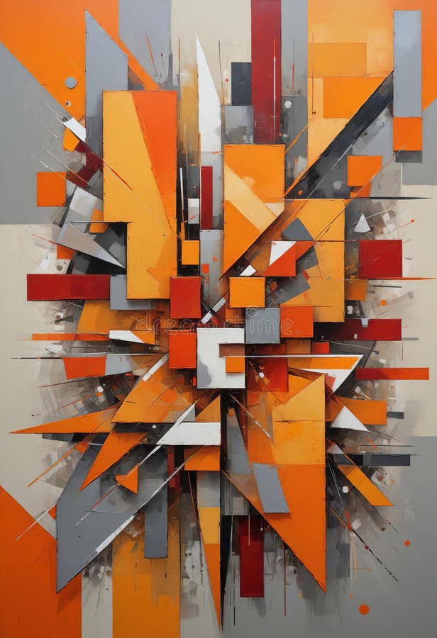 Abstract Realism Painting in Orange and Grey Stock Illustration ...