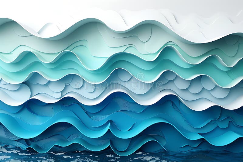 Abstract Realistic of Blue Wavy Background 3D Blue Wavy Abstraction ...