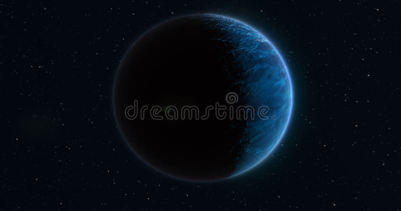 Abstract Realistic Space Spinning Planet Round Sphere with a Blue Water ...