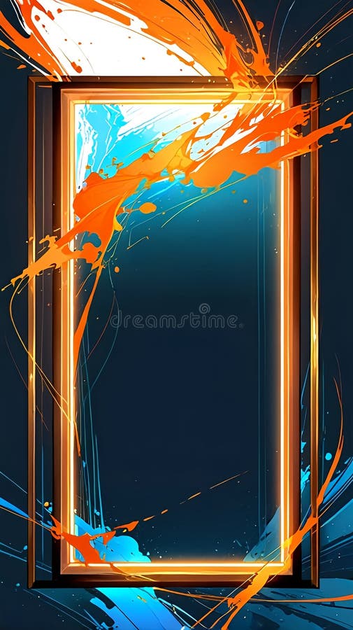 Abstract Rectangle Frame with Splashes of Color Stock Illustration ...