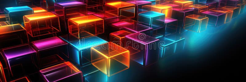 Abstract Rectangle Shape Yellow Cyan Magenta Colours on Black ...