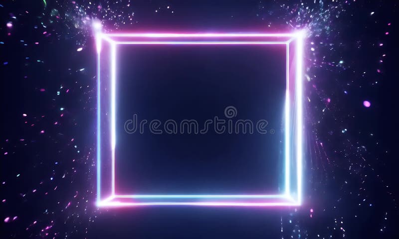 Abstract Rectangular Frame with Pulsing Laser Light Edges and ...