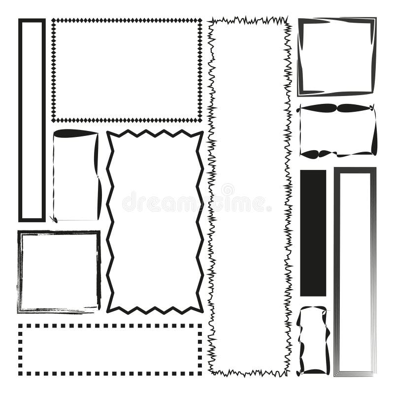 Abstract Rectangular Frames. Varied Border Styles. Black and White ...