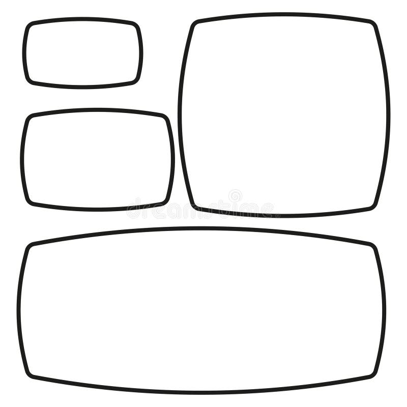 Abstract Rectangular Icons. Rounded and Angular Variations. Black and ...