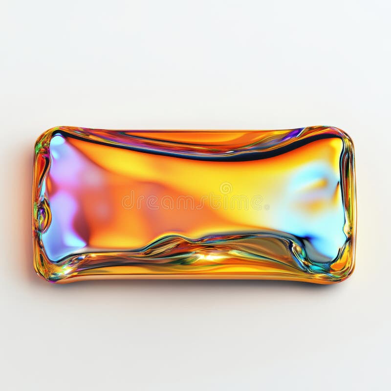 Abstract Rectangular Prism with Holographic Surface Reflecting Vibrant ...