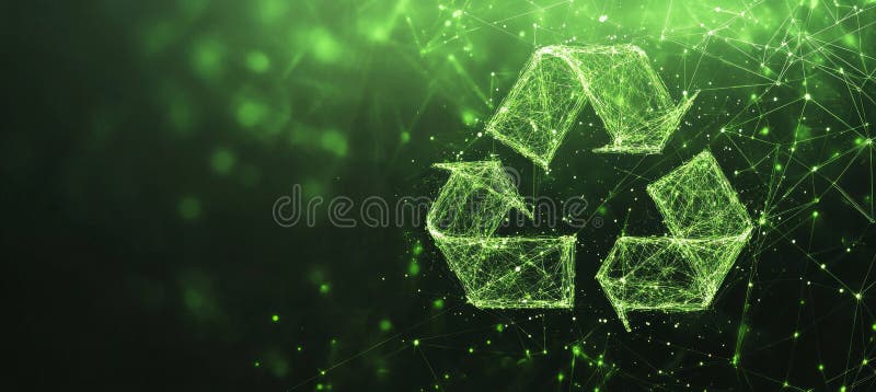 Abstract Recycling Symbol Eco-Friendly Concept with Glowing Green Lines ...