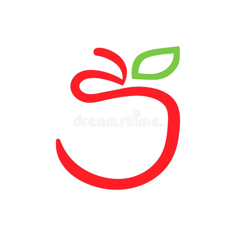 Red Apple Logo, Icon on White Stock Vector - Illustration of green ...