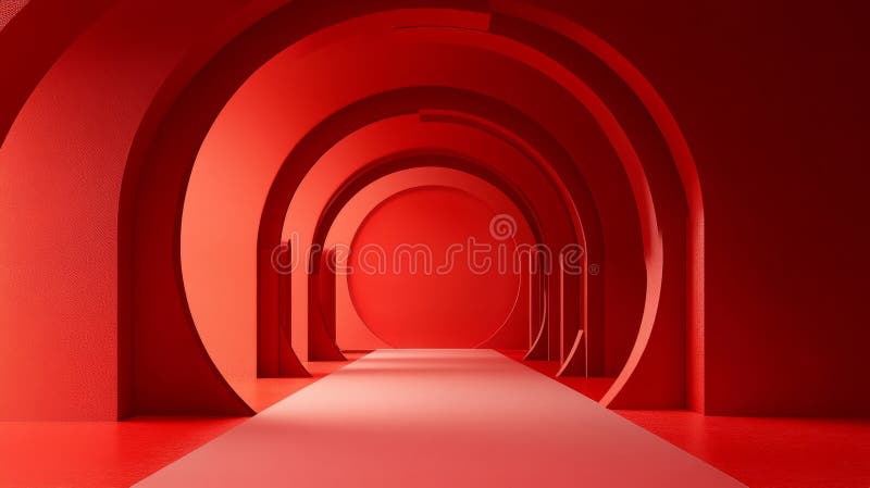 Abstract Red Archway Design with Circular Elements and Smooth Pathway ...