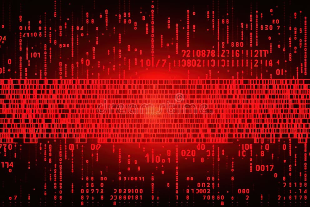 Abstract Red Background With Binary Code Numbers Data Breach Malware Cyber Attack Hacking