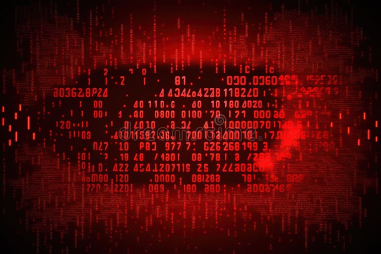 Abstract Red Background with Binary Code Numbers. Data Breach, Malware, Cyber Attack, Hacking ...