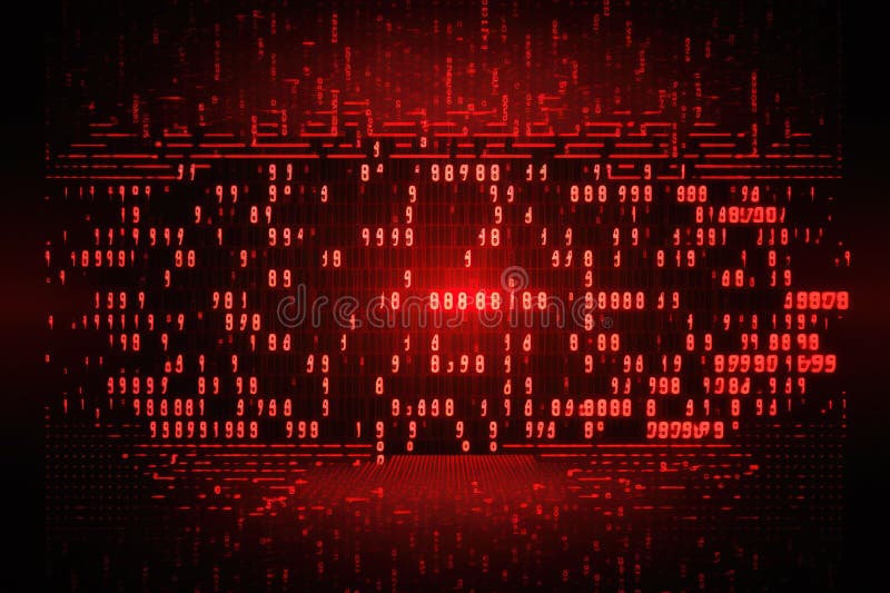 Abstract Red Background With Binary Code Numbers Data Breach Malware Cyber Attack Hacking