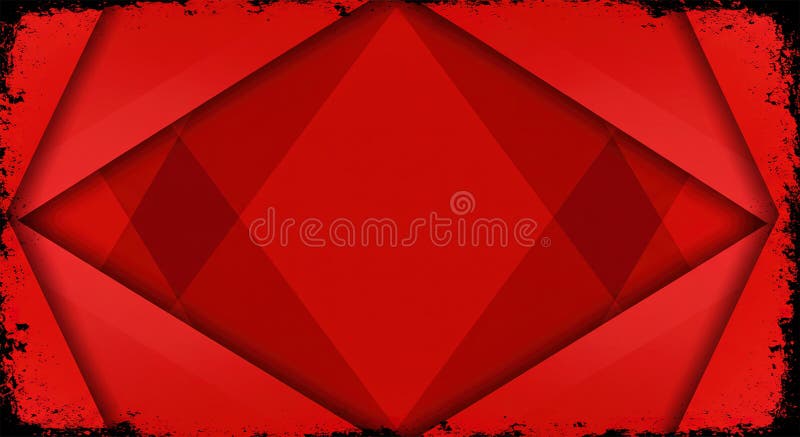 Abstract Red Background with Black Grunge Borders, Triangle Shapes in ...