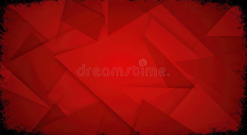 Abstract Red Background with Black Grunge Borders, Triangle Shapes in ...