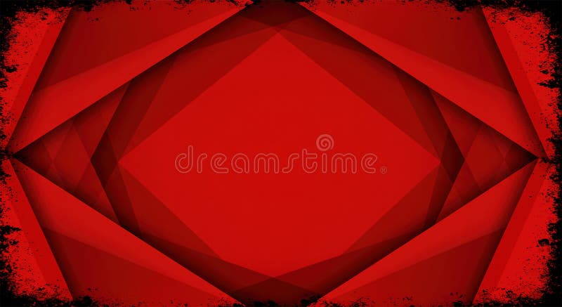 Abstract Red Background with Black Grunge Borders, Triangle Shapes in ...