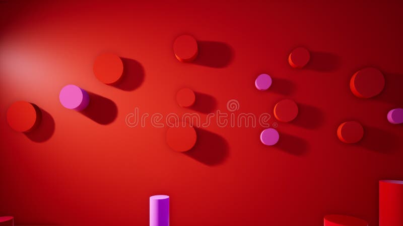Abstract Red Background with Circles, 3d Rendering Stock Illustration ...