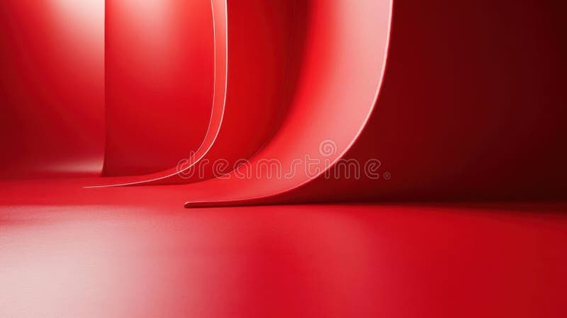 Abstract Red Background with Curved Lines. 3d Render Stock Illustration ...