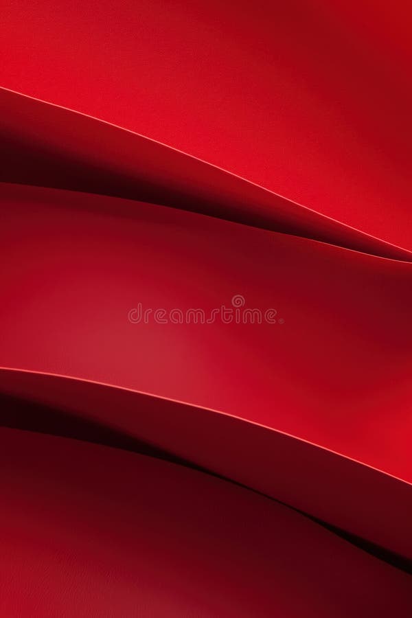 Abstract Red Background with Curved Paper Sheets Forming Elegant Shapes ...