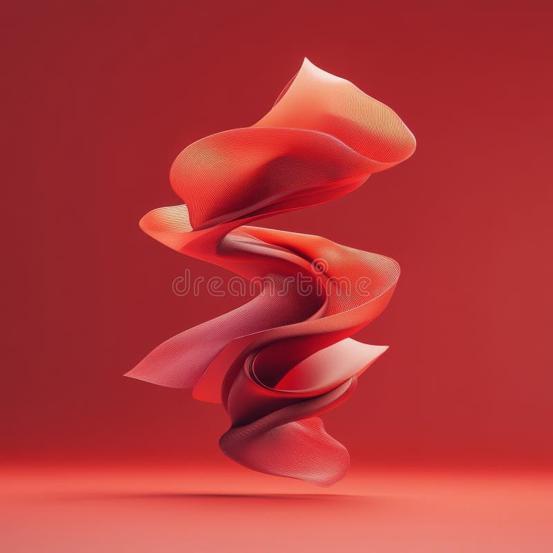 An Abstract Red Background with a Curvy Layered Design, Rendered in 3D ...