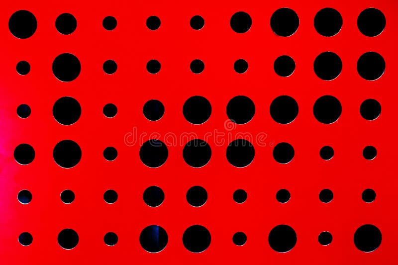 Abstract Red Background with Different Round Holes in Modern Interior ...
