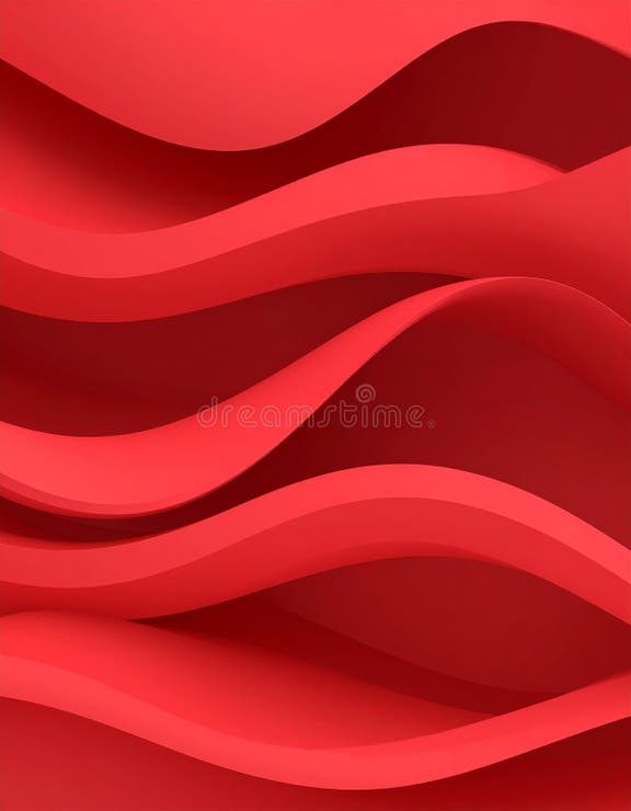 3D Rendering of Red Waves Abstract Background Stock Illustration ...