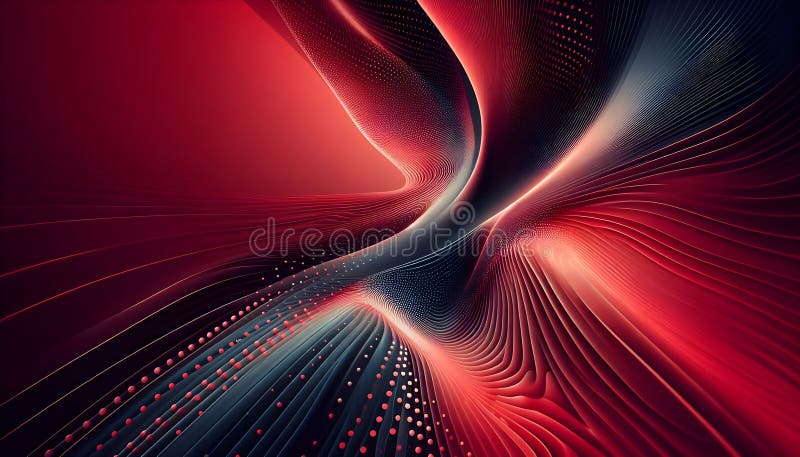 Abstract Red Background with Flowing Curved Surfaces and Dynamic ...