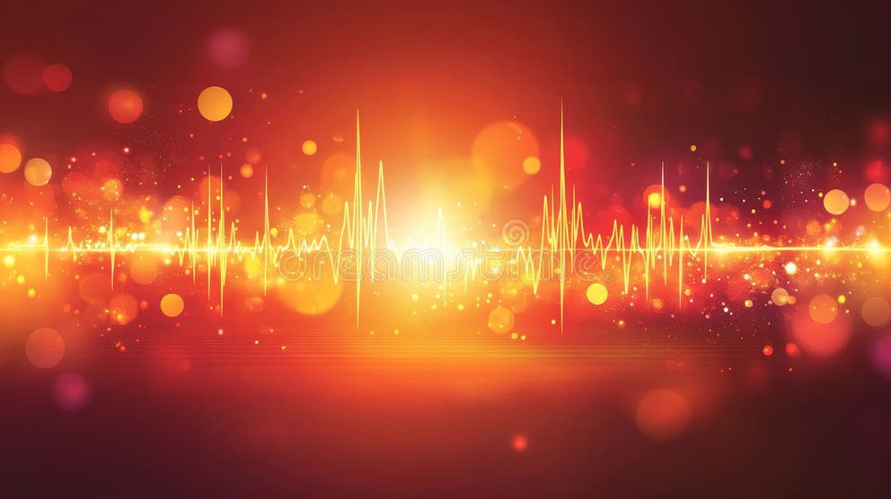 Abstract Red Background, Glowing Light Effect, Sound Wave Vibration ...