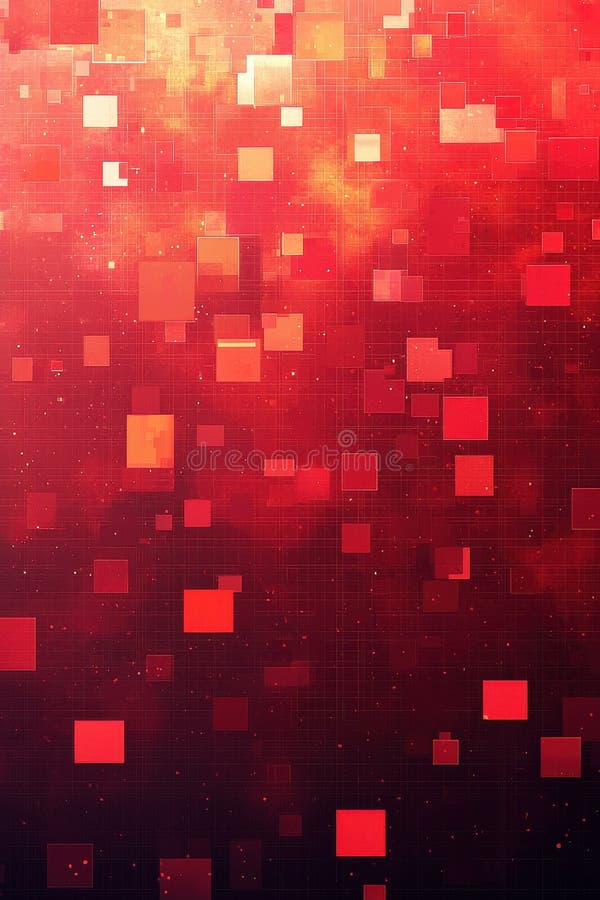 Abstract Red Background Glowing Squares Digital Grid Patterns Stock ...