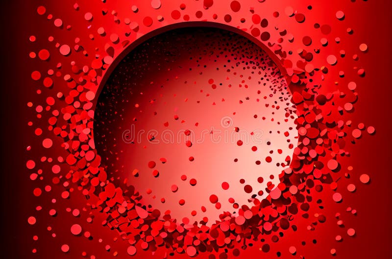 Abstract Red Background with Round Frame and Confetti. Generative AI ...