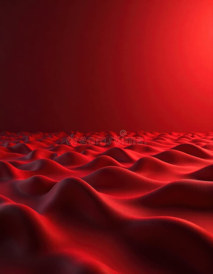 Abstract Red Background with Wavy Texture. Red Surface Undulates in ...