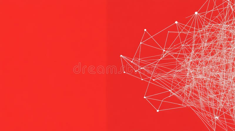 Abstract Red Background with White Network Lines and Dots Connectivity ...