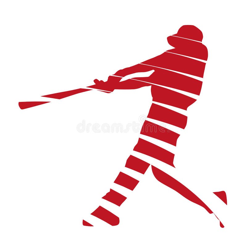 Abstract Red Baseball Player Stock Vector - Illustration of hitting ...