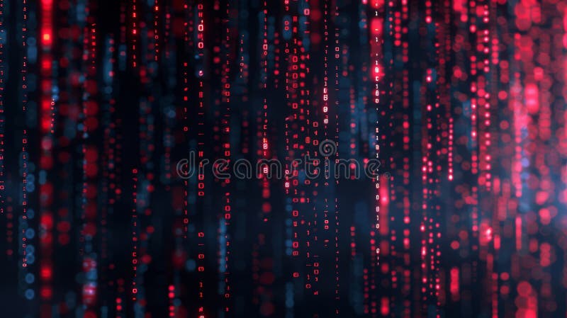 Abstract Red Binary Code Rain - Generative AI Stock Photo - Image of software, data: 323649902