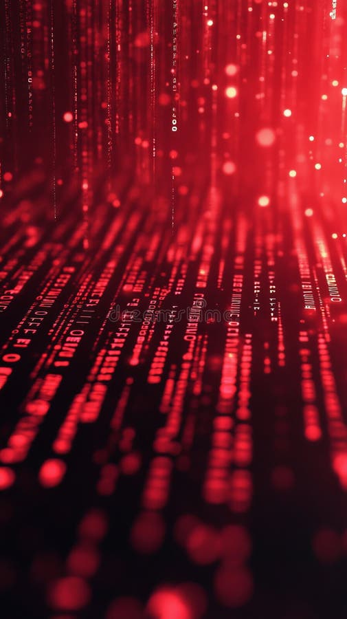 Abstract Red Binary Matrix Digital Background Stock Photo - Image of lines, code: 352151622