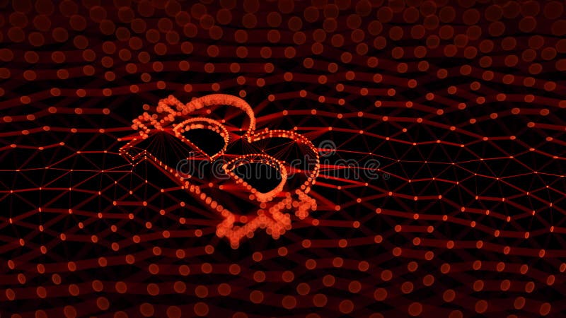 Abstract Red Bitcoin Sign Built As an Array of Transactions in ...