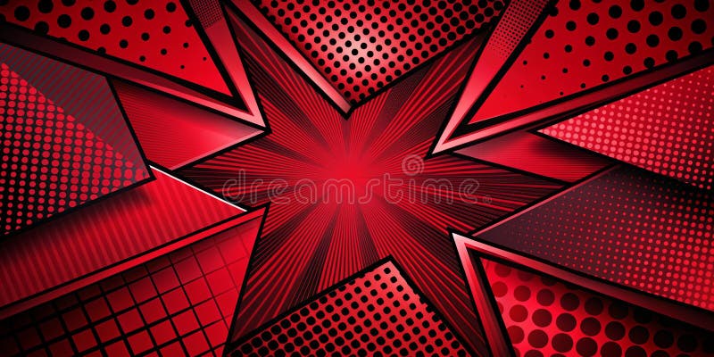 An Abstract Red and Black Background Comic Style Geometric Shapes of ...
