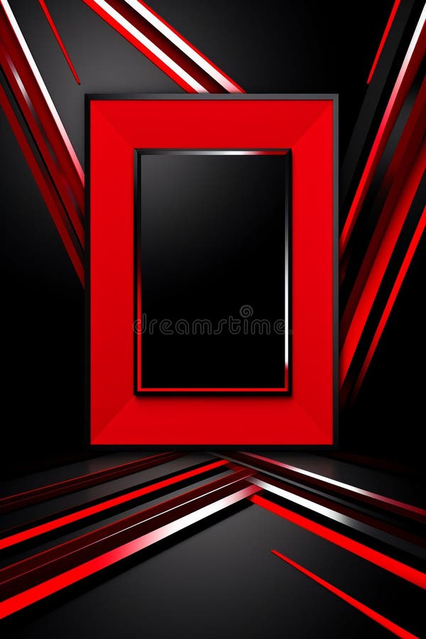 An Abstract Red and Black Background with a Square Frame Stock ...