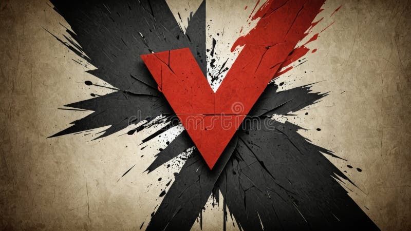 Abstract Red and Black Check Mark on Textured Background, Symbolizing ...