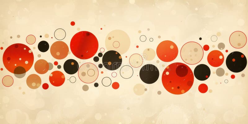 Abstract Red and Black Circle Pattern on Cream Background Stock ...
