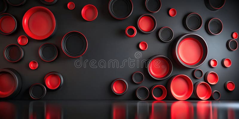 Abstract Red and Black Circular Design on a Dark Wall. Generative AI ...
