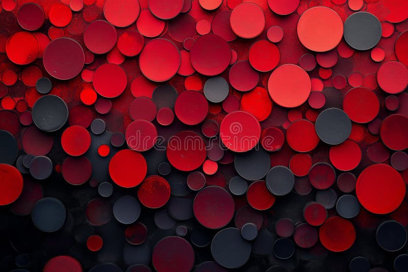 Abstract Red and Black Circular Patterns on a Textured Surface in a ...