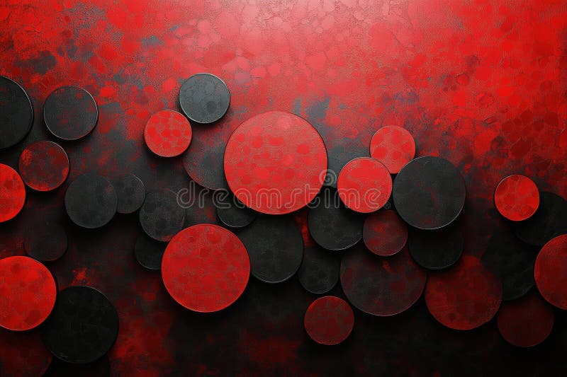 Abstract Red and Black Circular Patterns on a Textured Surface in a ...
